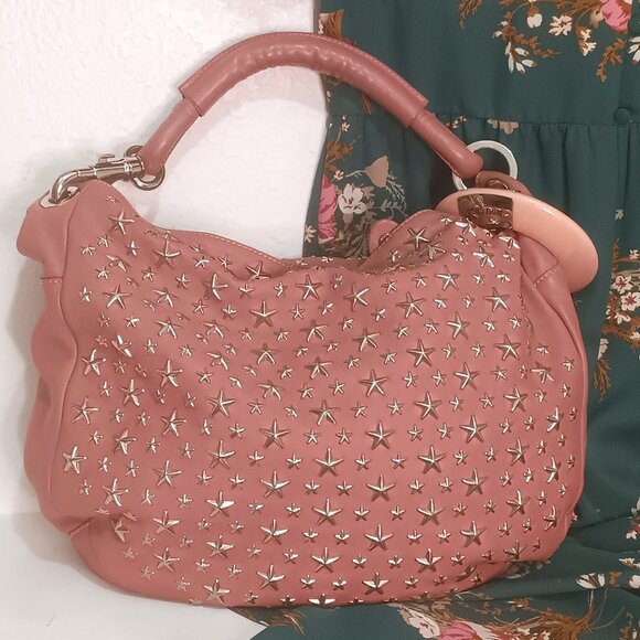 Jimmy Choo | Bags | Jimmy Choo Leather Mauve Star Studded Sky Hobo ...
